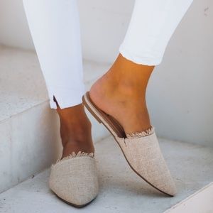 Shoes | Natural Woven Fringe Flat Mule | Poshmark